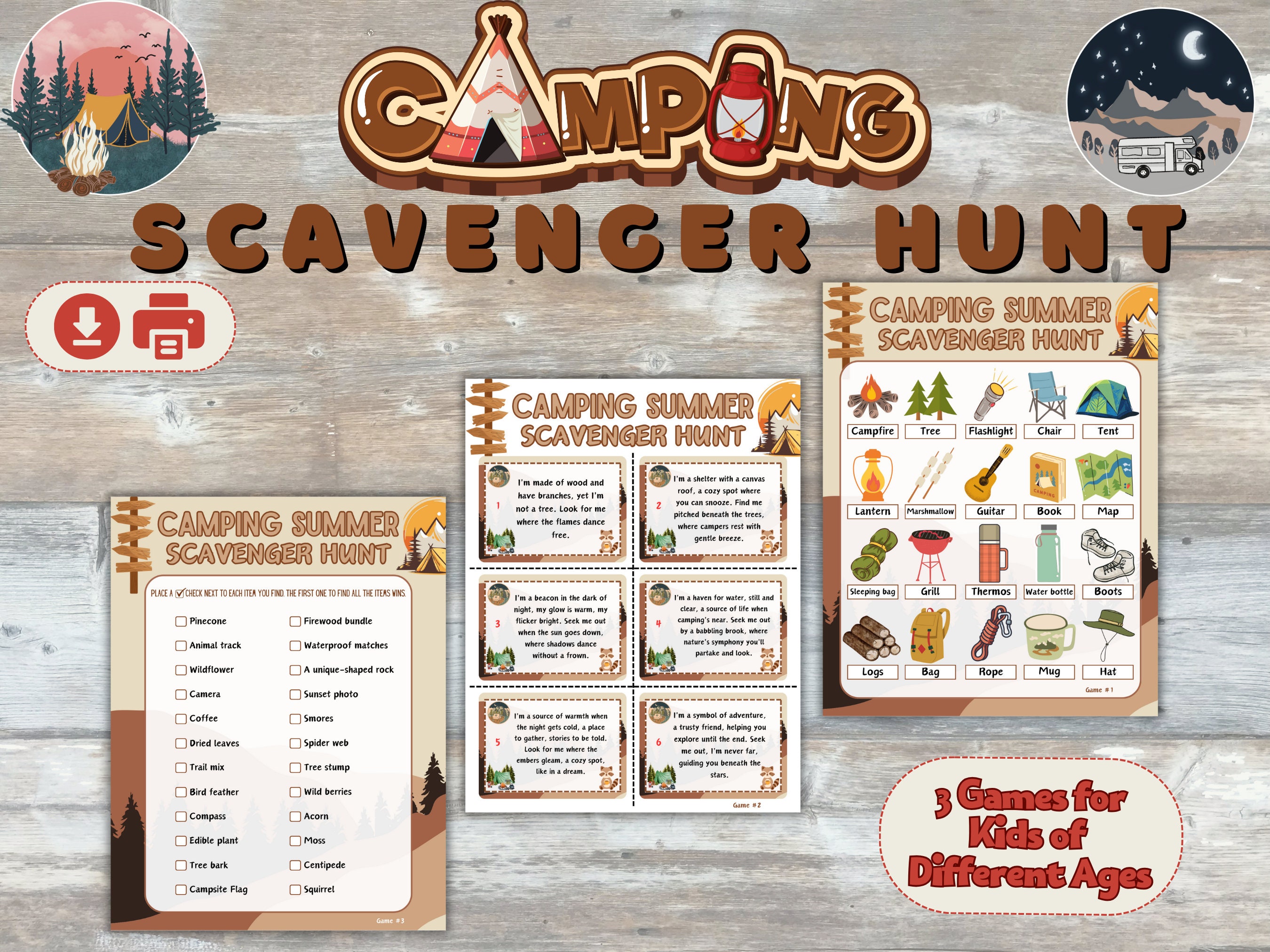 Camping Scavenger Hunt for Kids, Scavenger Hunt Party Game, Outdoor ...