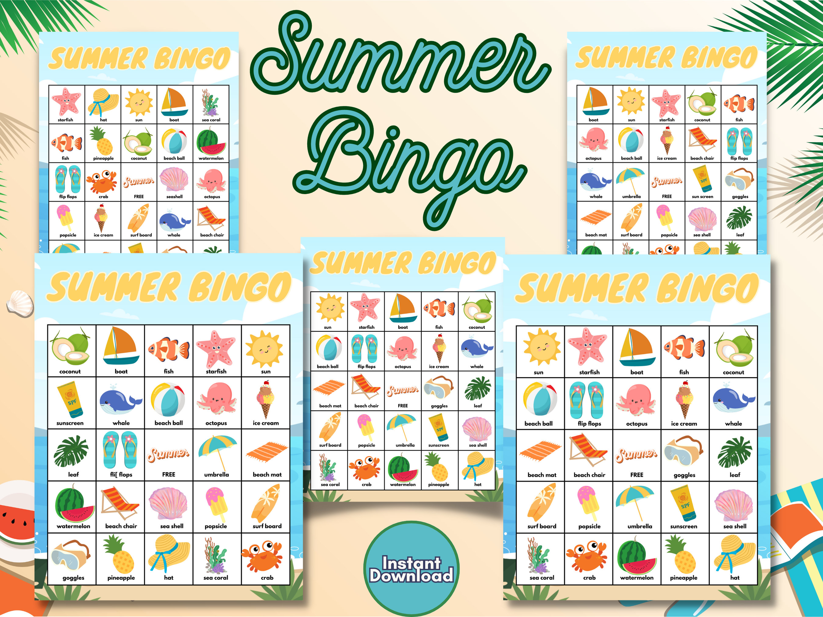 Summer Bingo Game for Kids: Printable Travel Activity (PDF) - Etsy