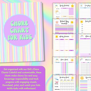 Kid's Chore Chart Printable Bundle, Kid's Allowance Tracker, Kid's ...
