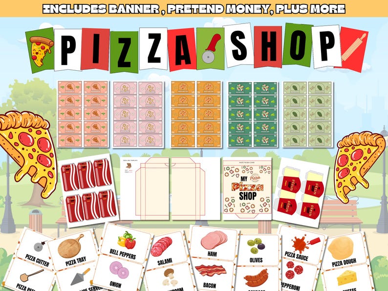 Pizza Shop Pretend Dramatic Play Printable, Kids Pizza Stand Pretend ...
