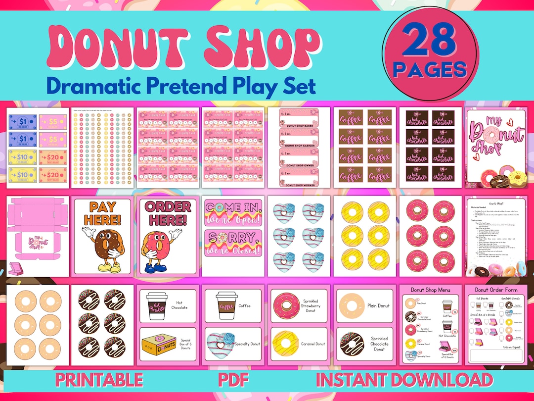 Kid's Donut Shop Pretend Dramatic Play Printable - Etsy