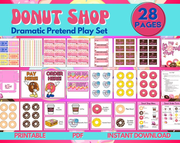 Sweet Shop Pretend Play Printable Pack: Cafe, Donuts, Cookies (PDF ...
