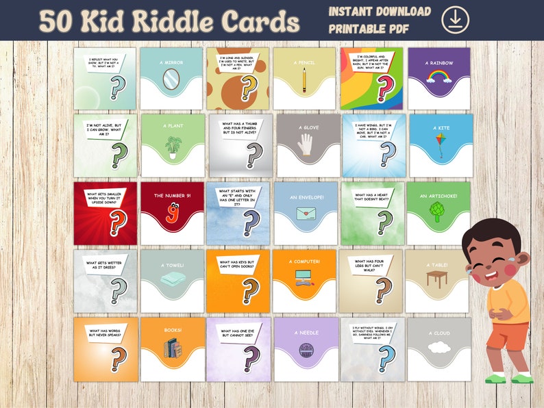 Kids Riddle Cards, Funny Riddle Cards, Lunch Box Riddle Cards, Kid ...