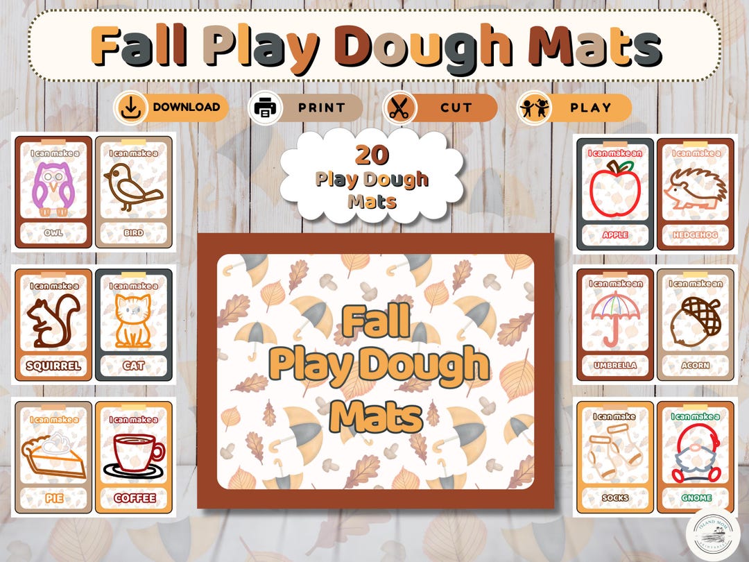 Fall Play Dough Mats, Fall Printable Play Dough Activity Mats, Fine ...