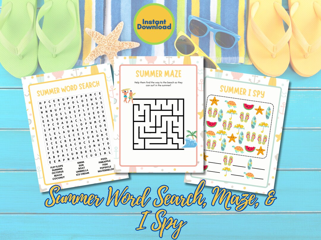 Summer Games for Kids, Printable Maze, Word Search and I Spy Game ...