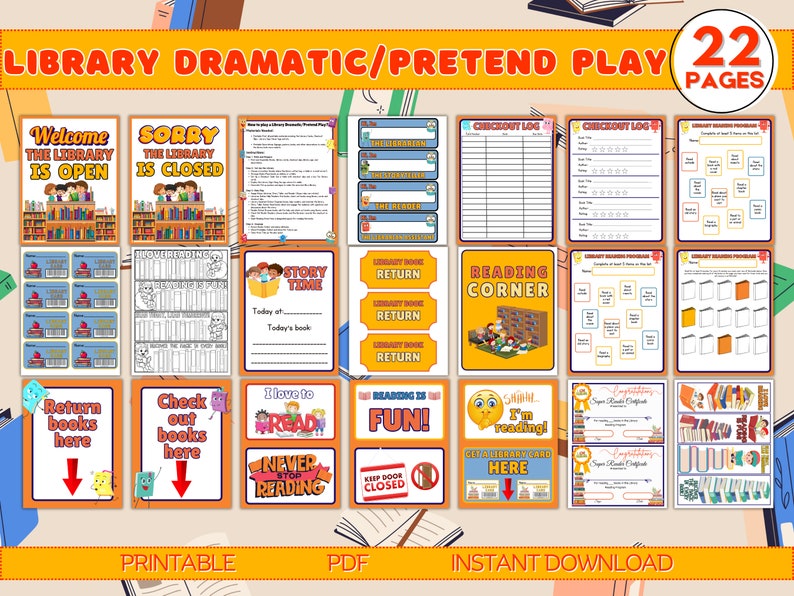 Kid's Library Pretend Dramatic Play Printable - Etsy