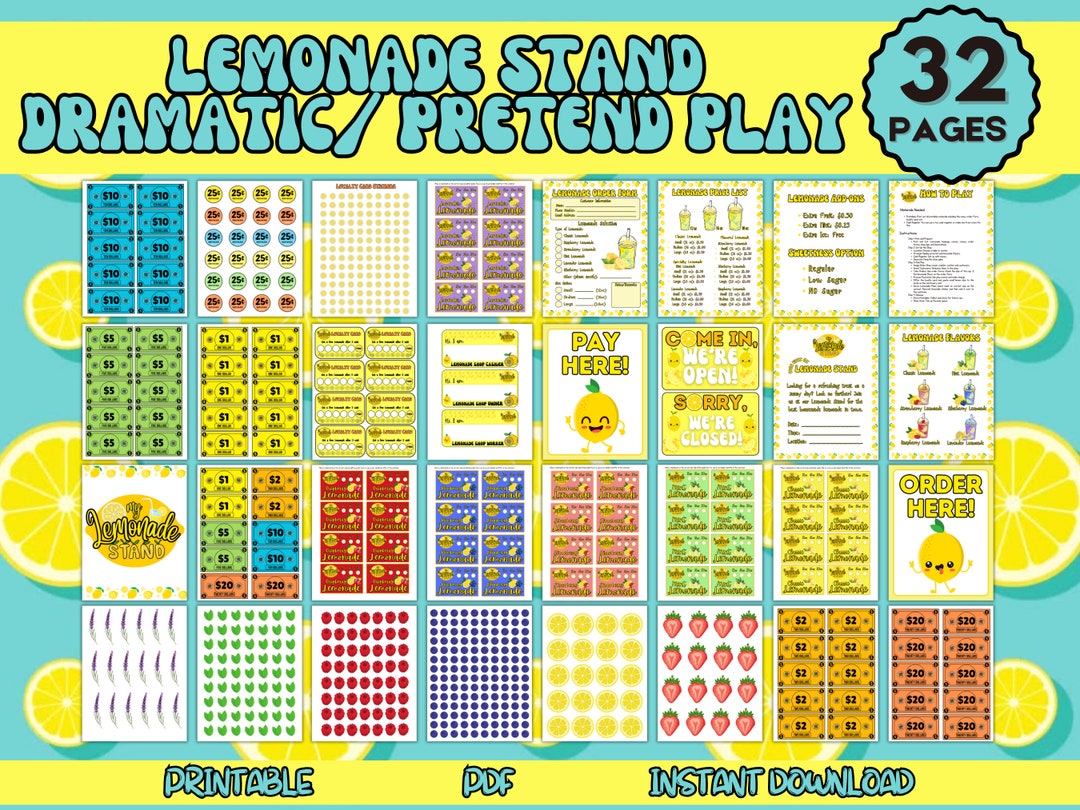 Kid's Lemonade Stand Pretend Dramatic Play Printable - Etsy