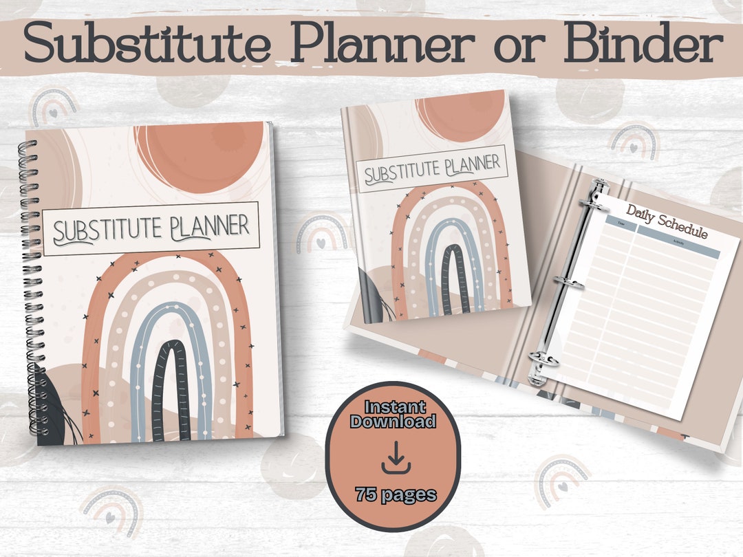 Substitute Teacher Boho Planner, Boho Substitute Teacher Printable ...