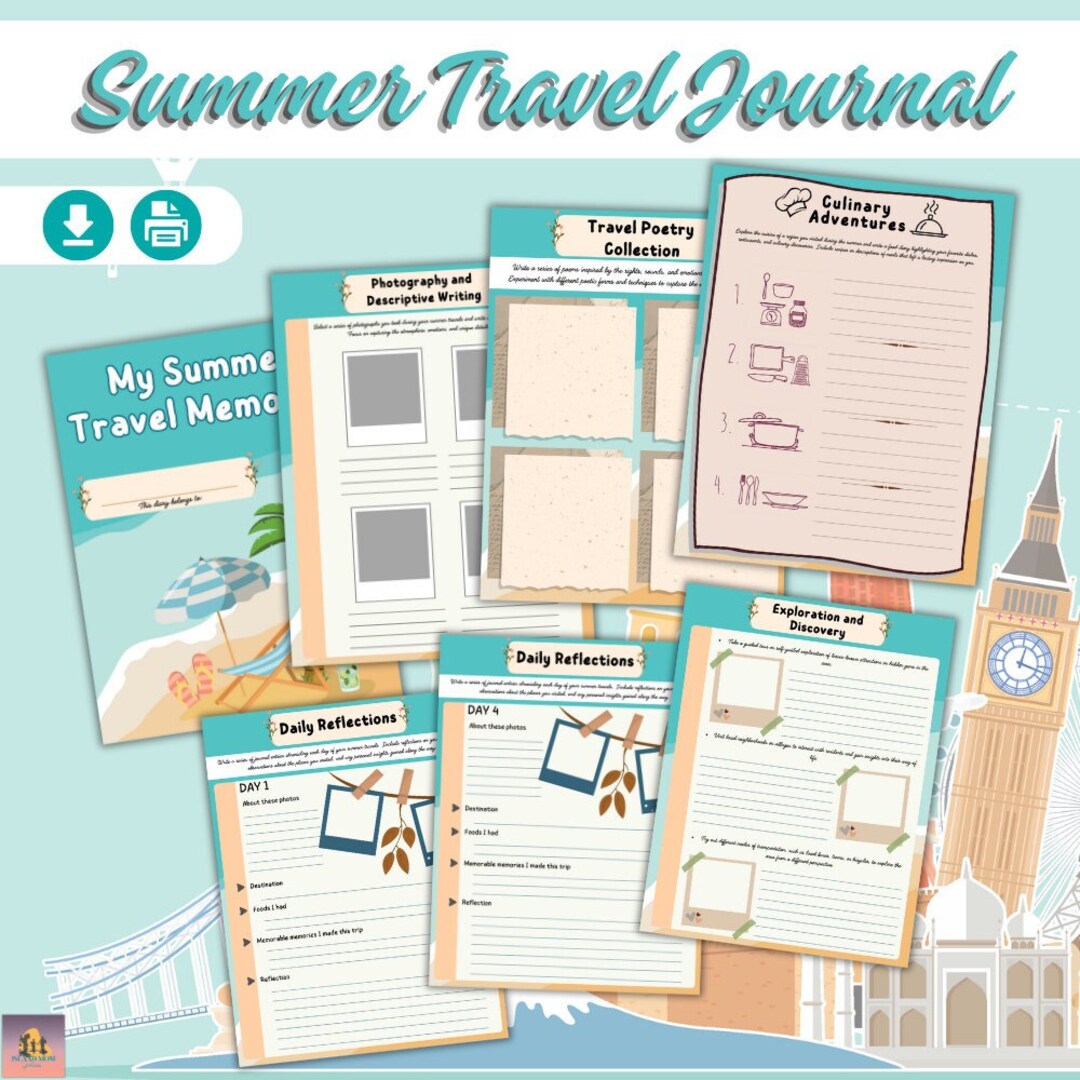 Printable Summer Travel Journal for Teens INSTANT DOWNLOAD - Etsy