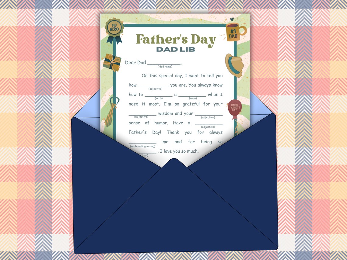 Father’s Day Mad Libs, Father's Day Gift, Father's Day Kids Activity ...