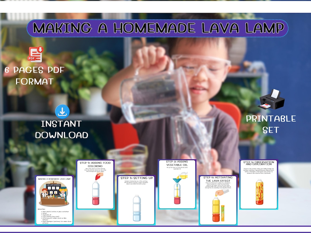 Kid's Lava Lamp Experiment Printable, Science Experiment for Kids, STEM ...