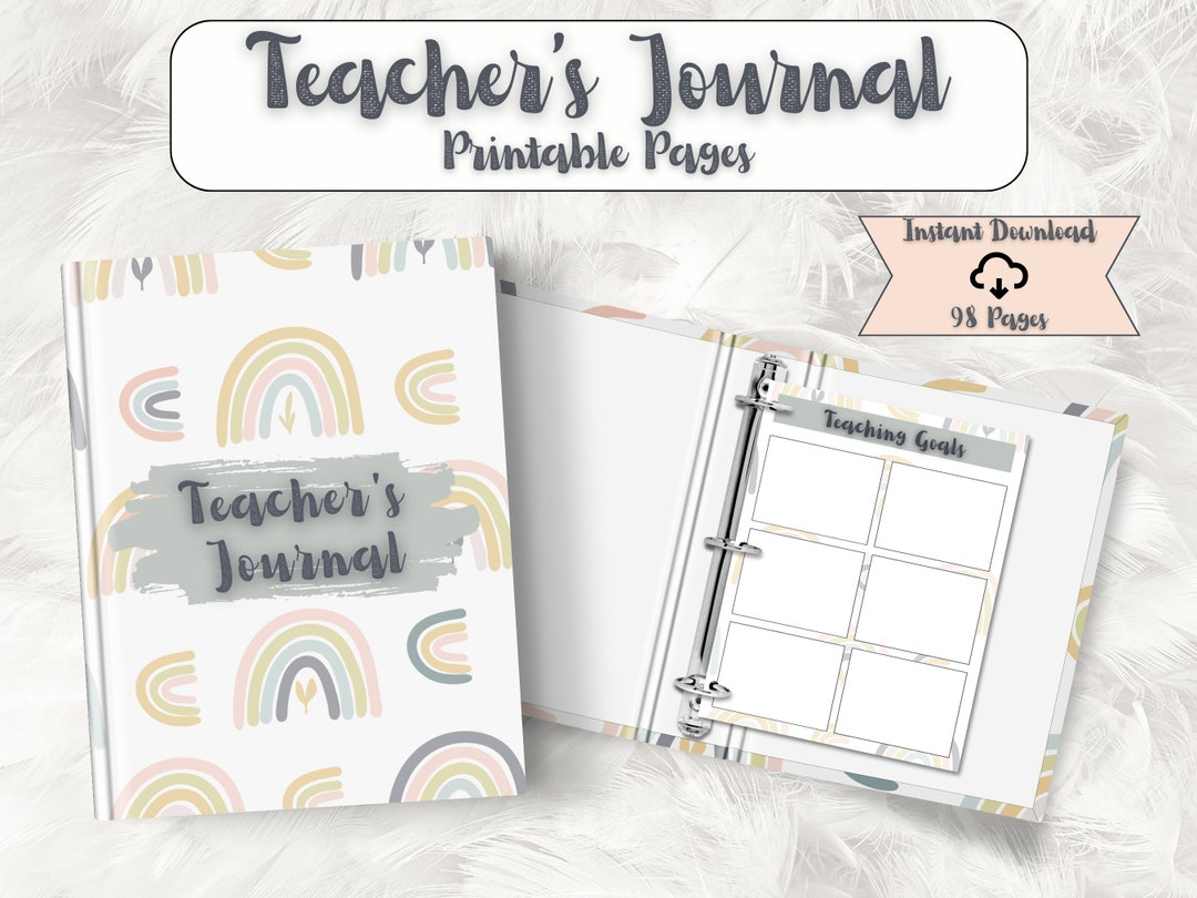 Boho Teacher Journal: Lesson Planner, Calendar, Prompts (digital ...