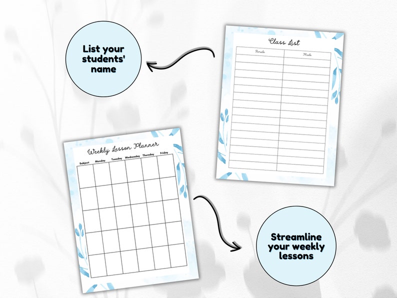 Teacher Planner, Spiral or Binder Printable Teacher Bundle, Lesson Plan ...