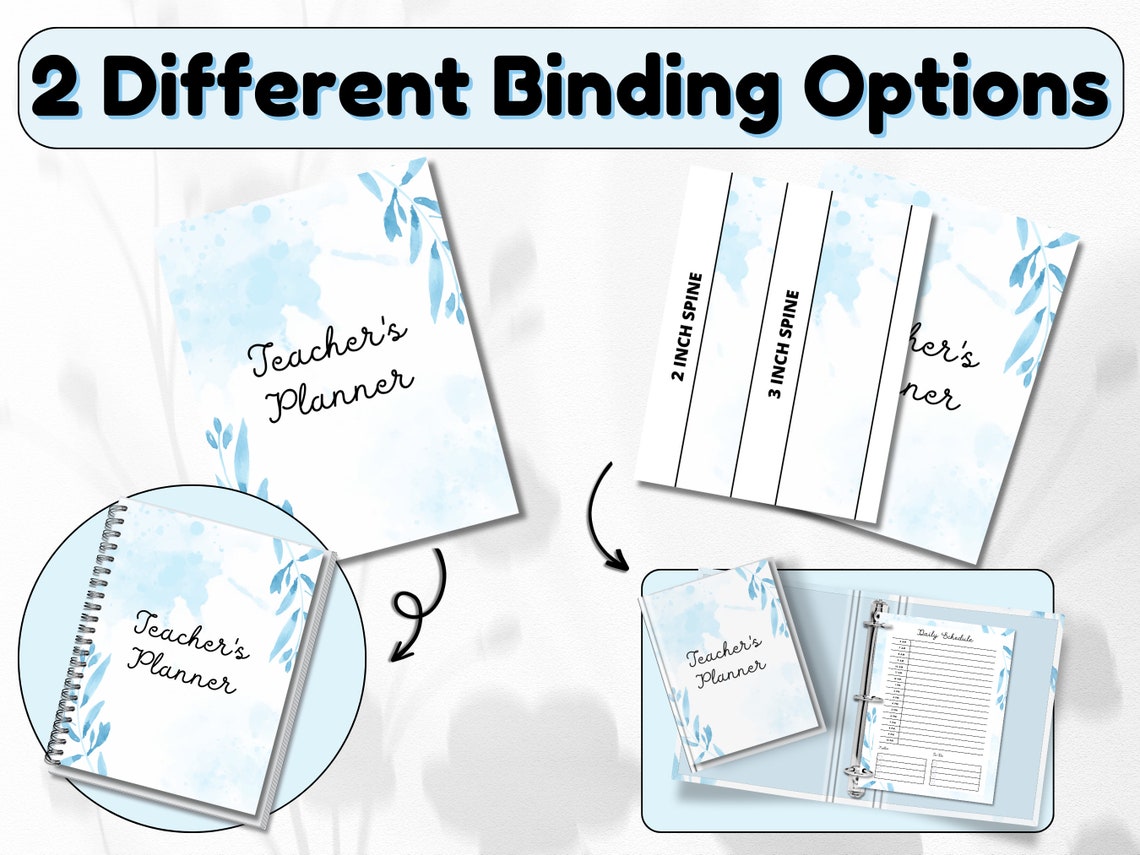 Teacher Planner, Spiral or Binder Printable Teacher Bundle, Lesson Plan ...