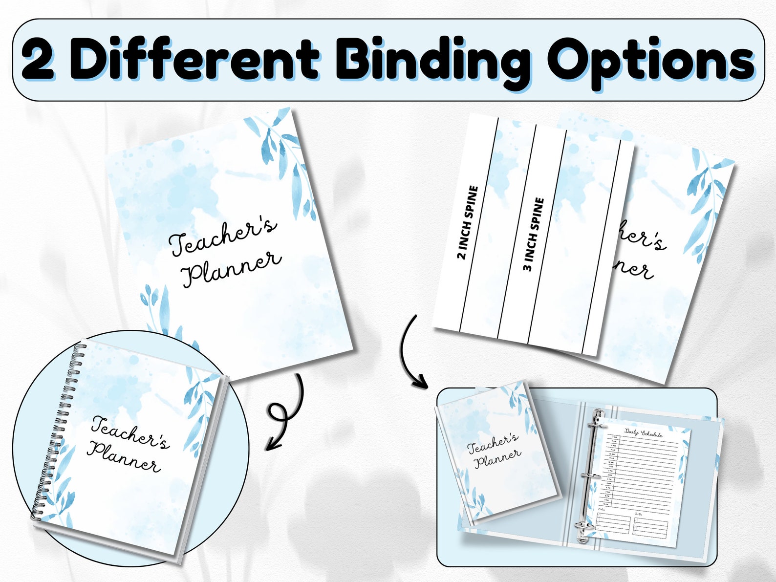 Teacher Planner, Spiral or Binder Printable Teacher Bundle, Lesson Plan ...