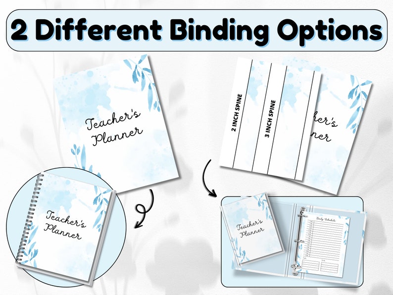 Teacher Planner, Spiral or Binder Printable Teacher Bundle, Lesson Plan ...