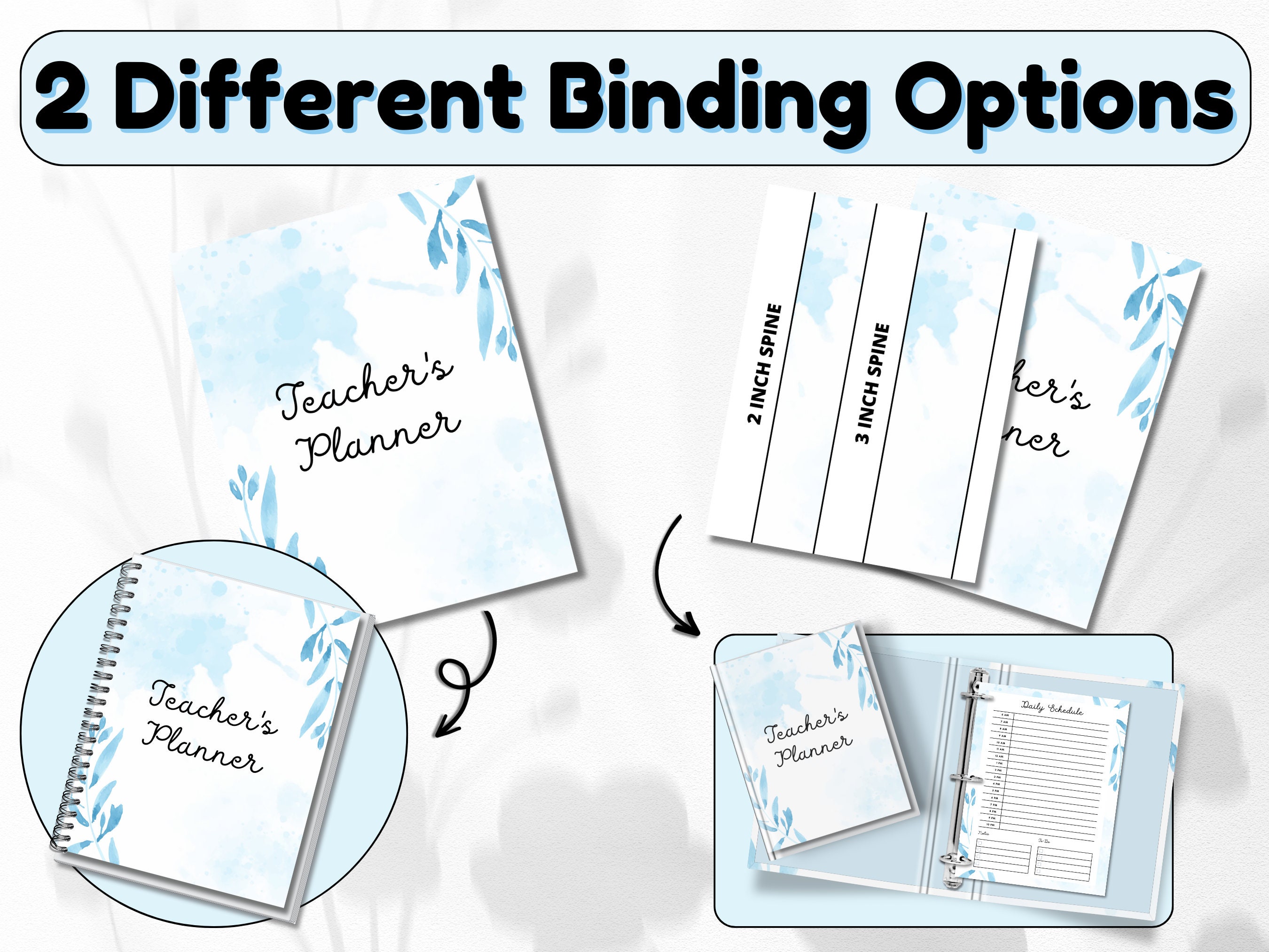 Teacher Planner, Spiral or Binder Printable Teacher Bundle, Lesson Plan ...