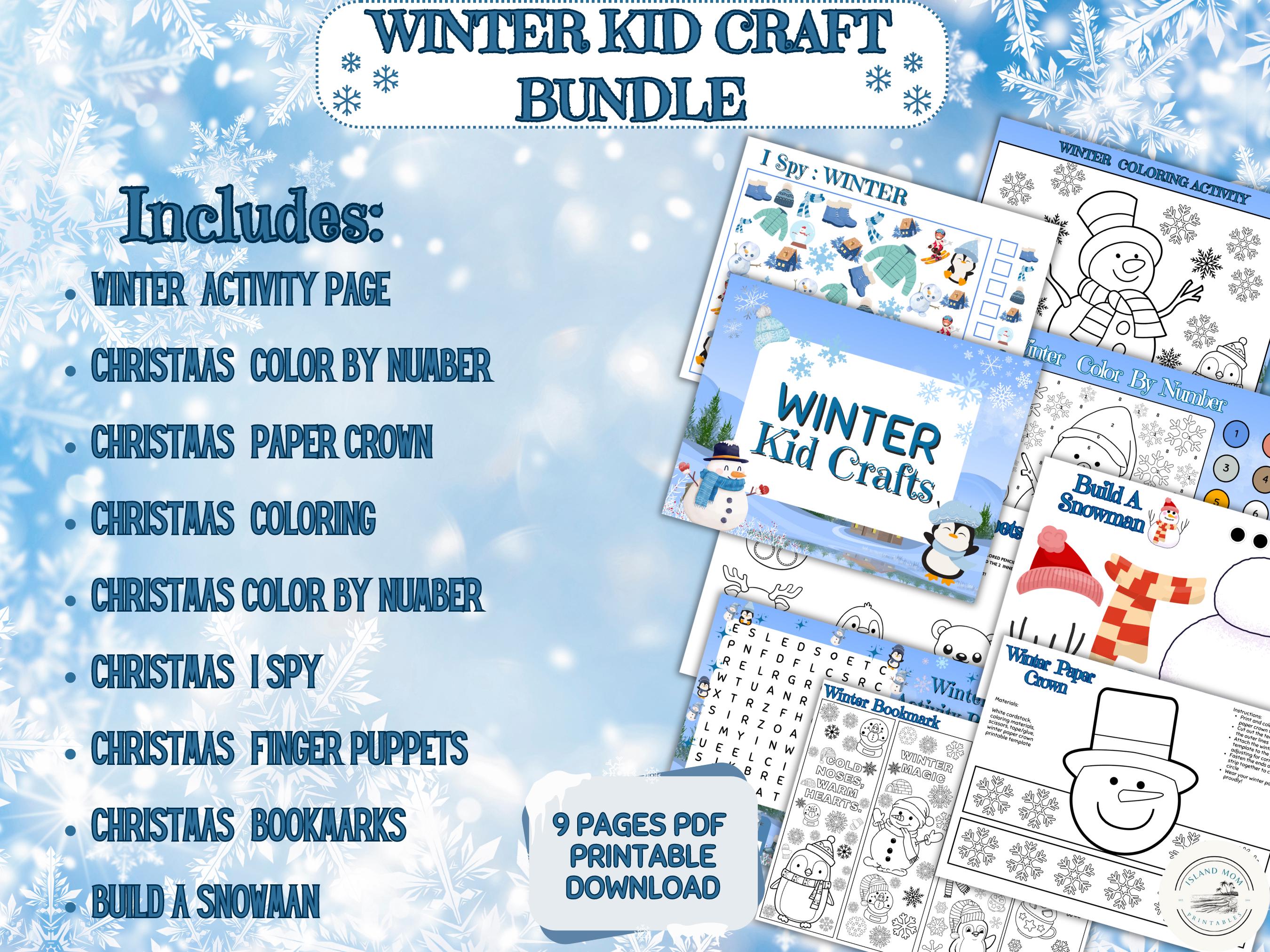 Printable Winter Craft Bundle for Kids, Coloring Page, Word Search, I ...