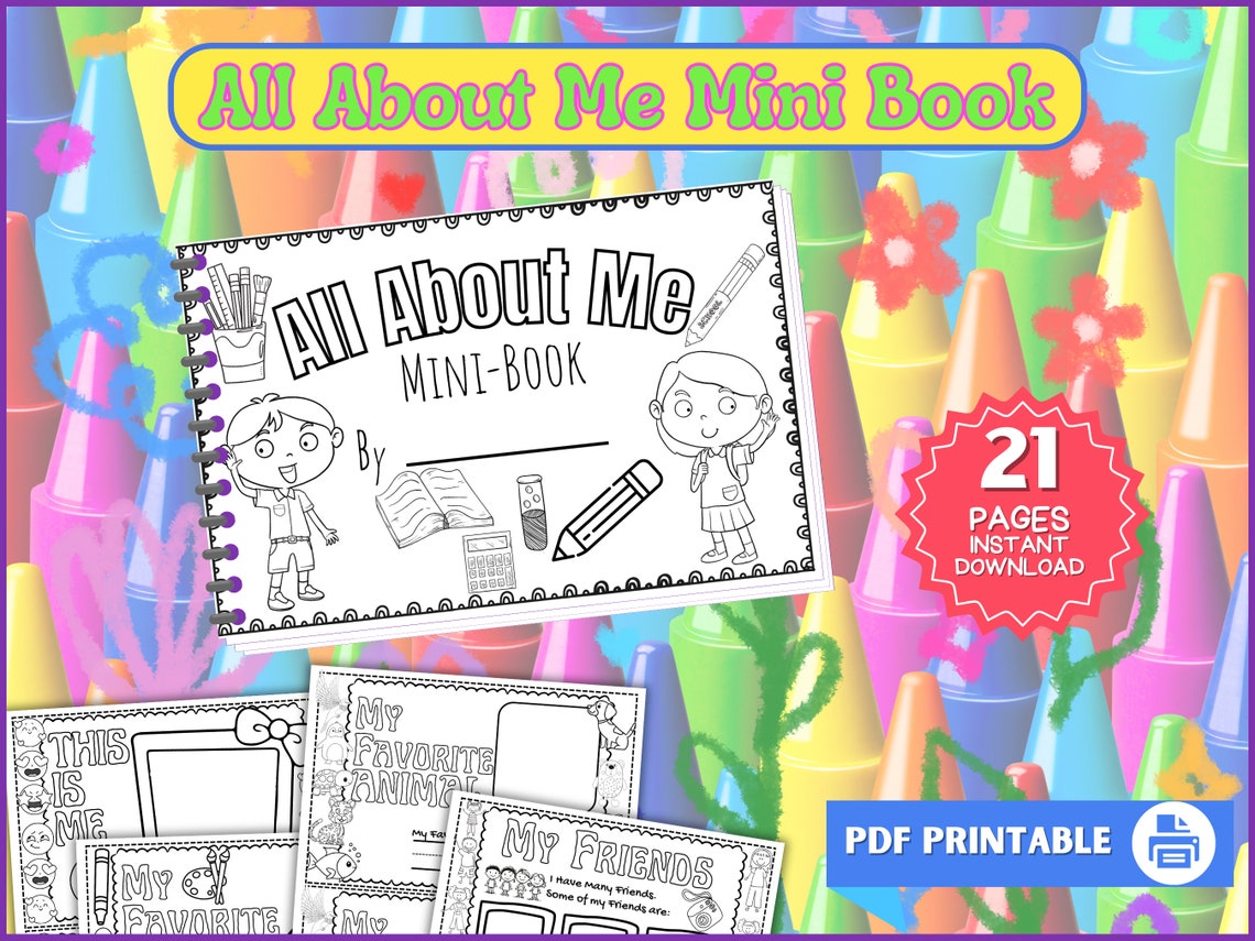 All About Me Mini Book, Kids All About Me Workbook Printable ...