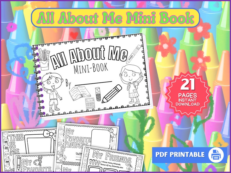 All About Me Mini Book, Kids All About Me Workbook Printable ...