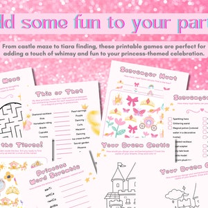 Princess Birthday Party Games, Party Favors, Pink, Printable, Instant ...