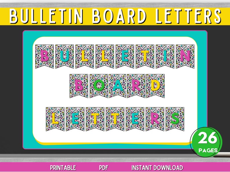 Colorful Cheetah Alphabet Letters for Bulletin Board, Leopard Print ...