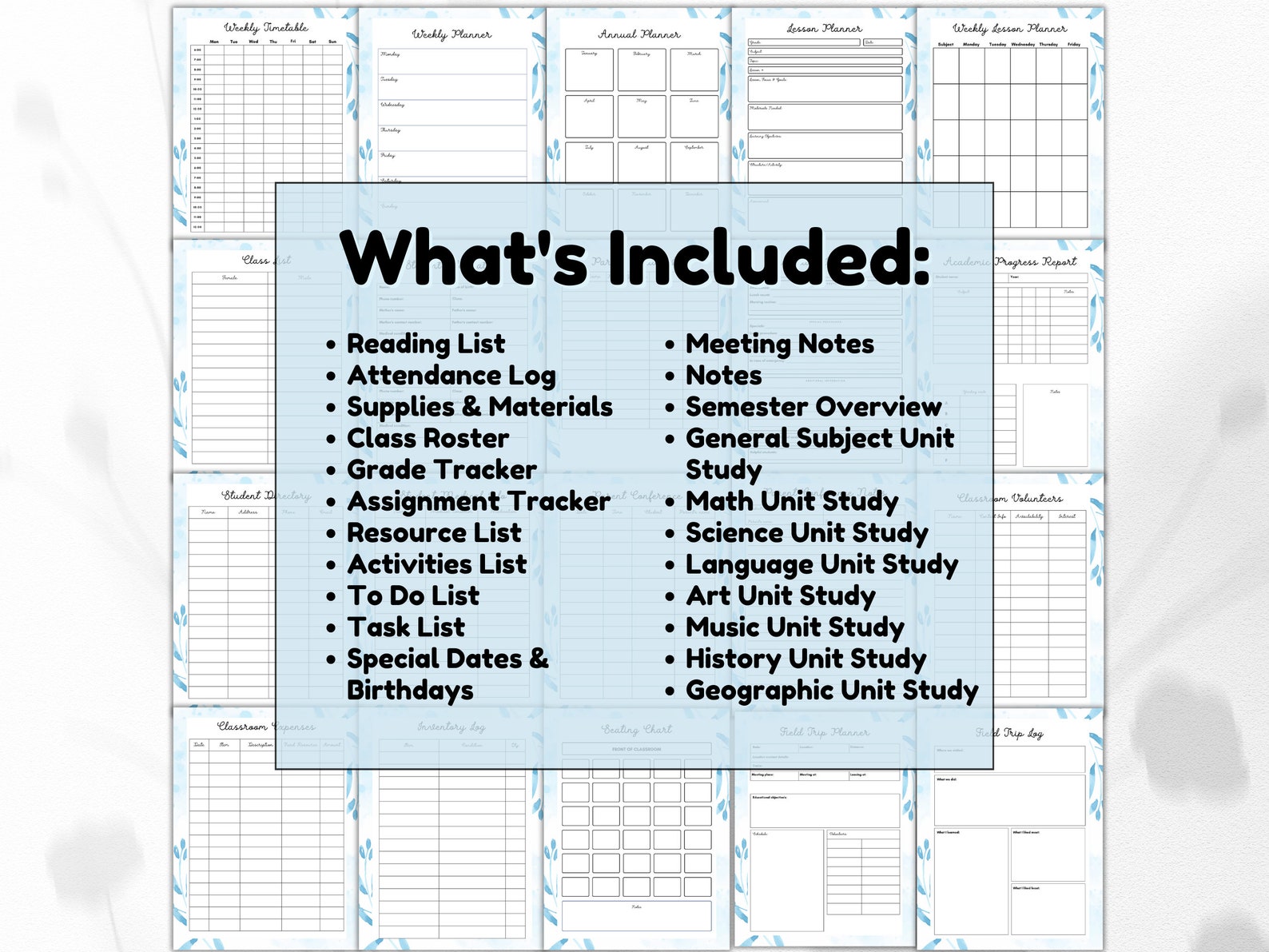 Teacher Planner, Spiral or Binder Printable Teacher Bundle, Lesson Plan ...