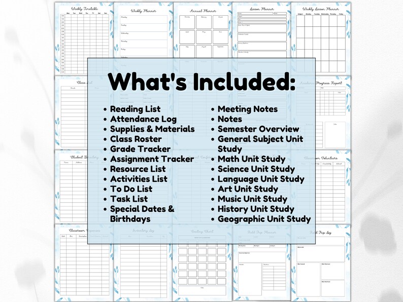 Teacher Planner, Spiral or Binder Printable Teacher Bundle, Lesson Plan ...