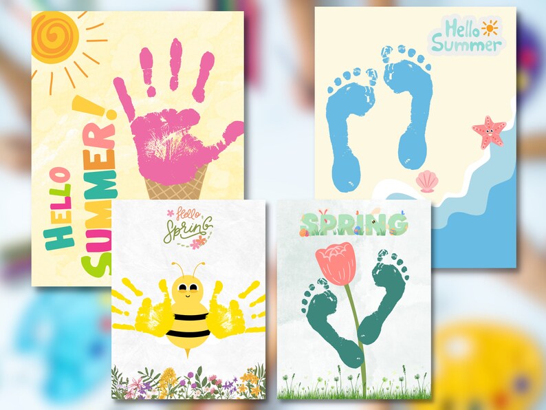 Kids Handprint and Footprint Craft Bundle, Art Activity Bundle, Summer ...