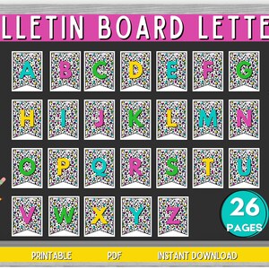 Colorful Cheetah Alphabet Letters for Bulletin Board, Leopard Print ...