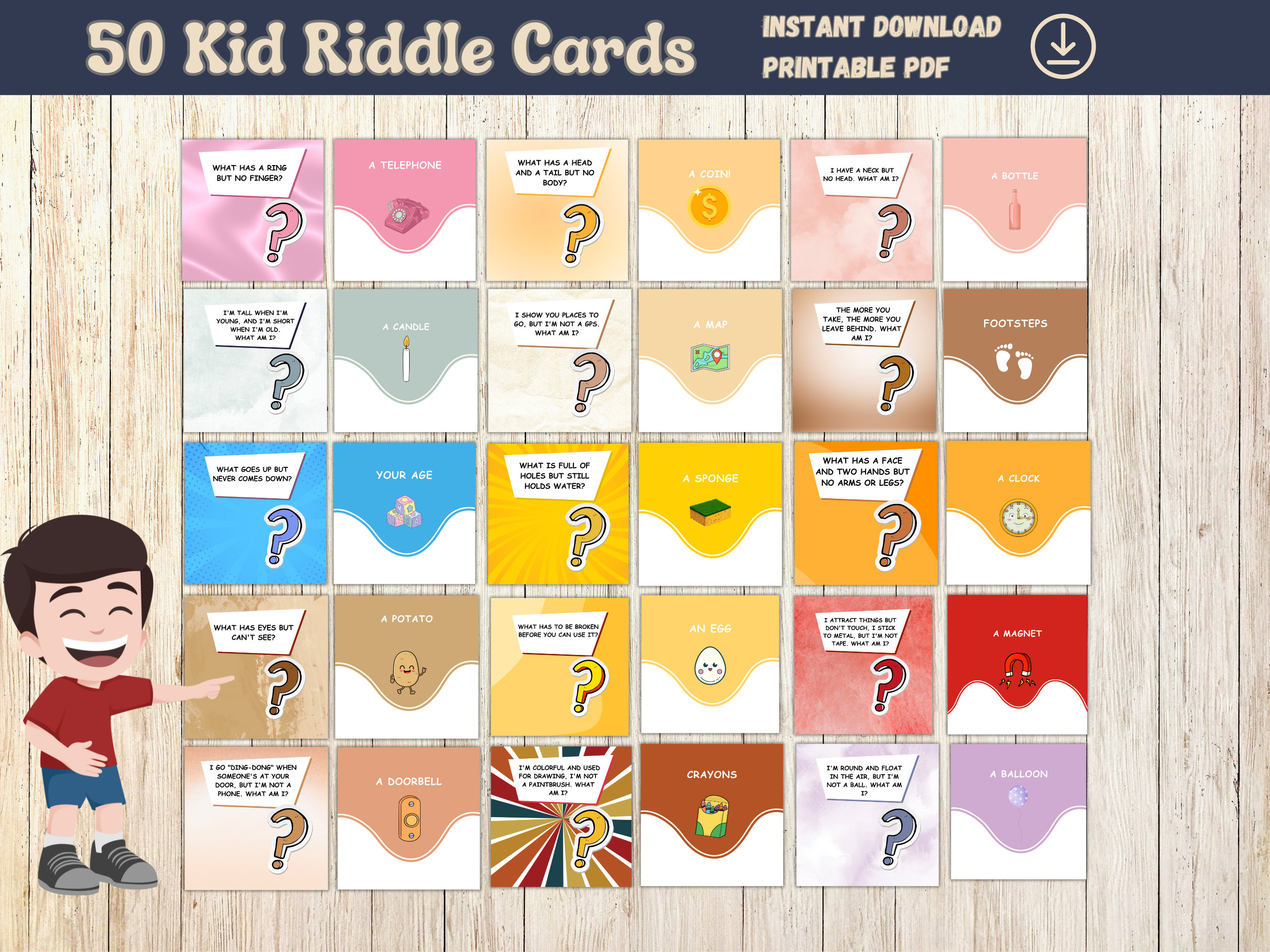 Kids Riddle Cards, Funny Riddle Cards, Lunch Box Riddle Cards, Kid ...