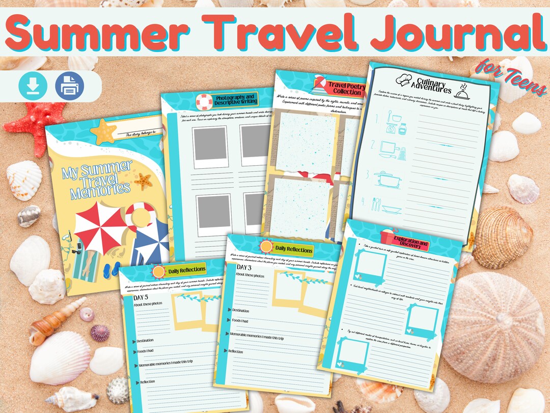 Printable Summer Travel Journal for Teens INSTANT DOWNLOAD - Etsy