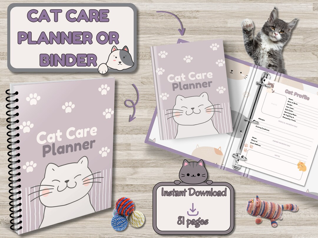 Cat Care Planner: Kitten Health Tracker, Checklists (printable, INSTANT ...