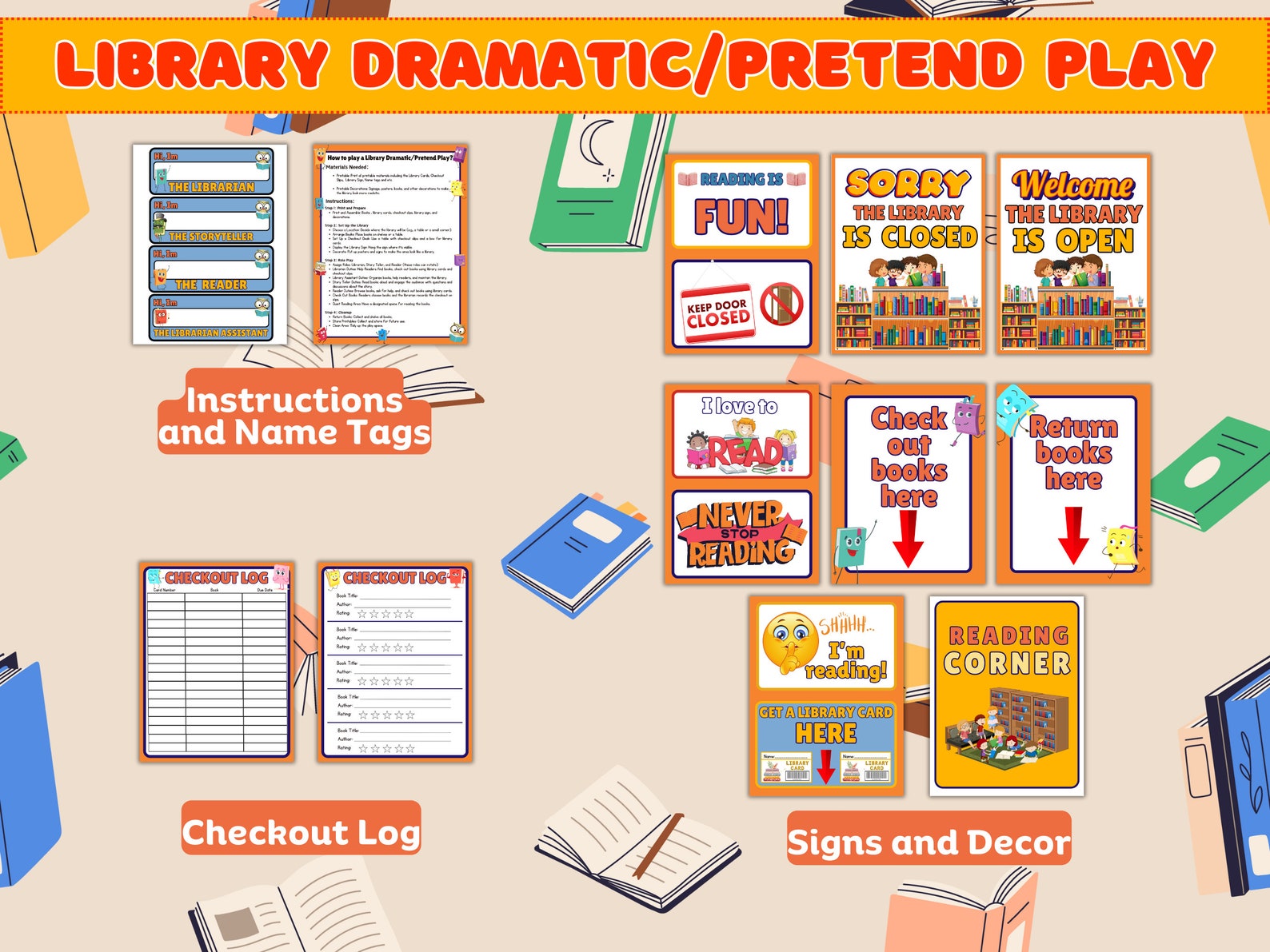 Kid's Library Pretend Dramatic Play Printable - Etsy