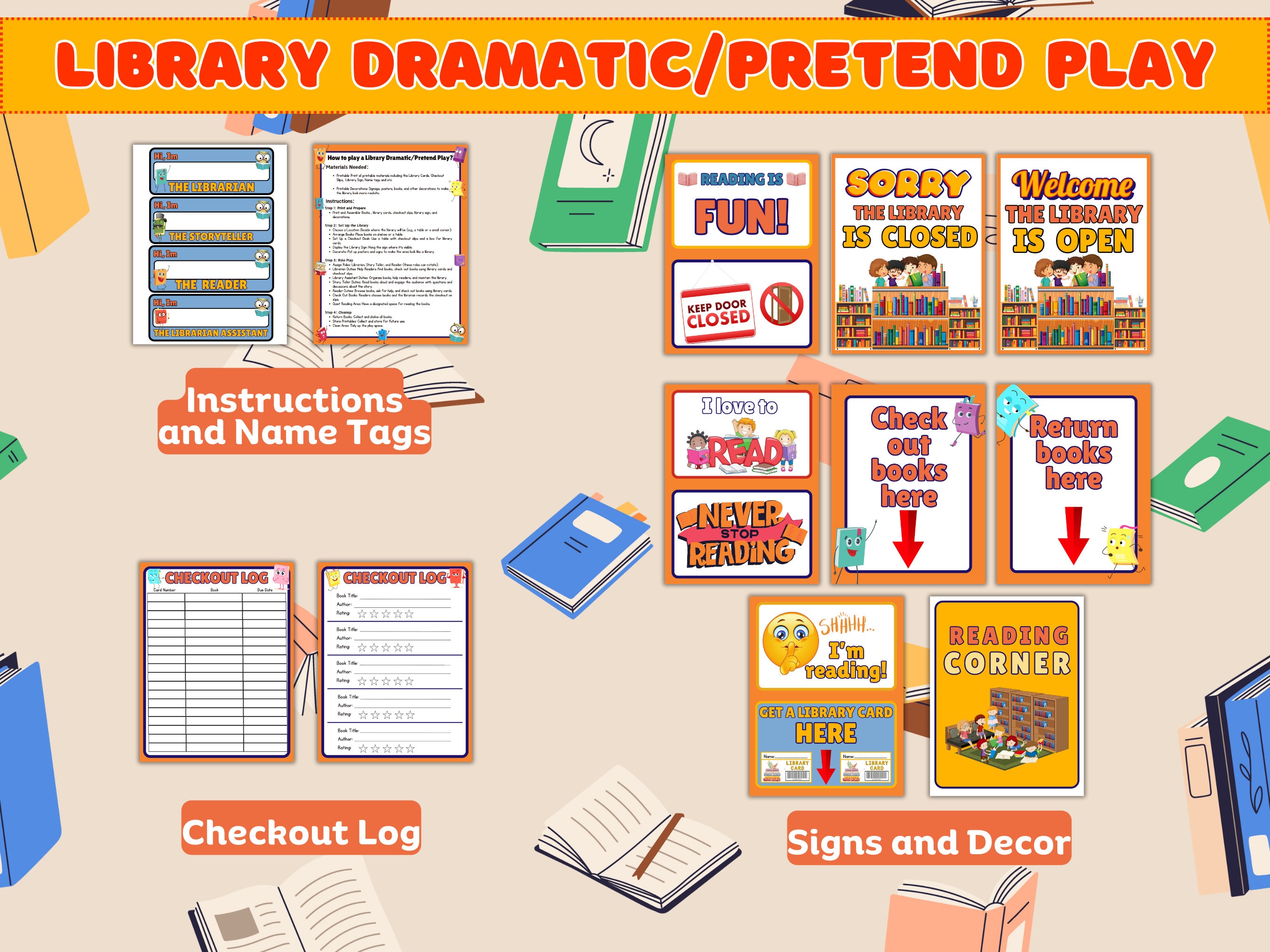 Kid's Library Pretend Dramatic Play Printable - Etsy