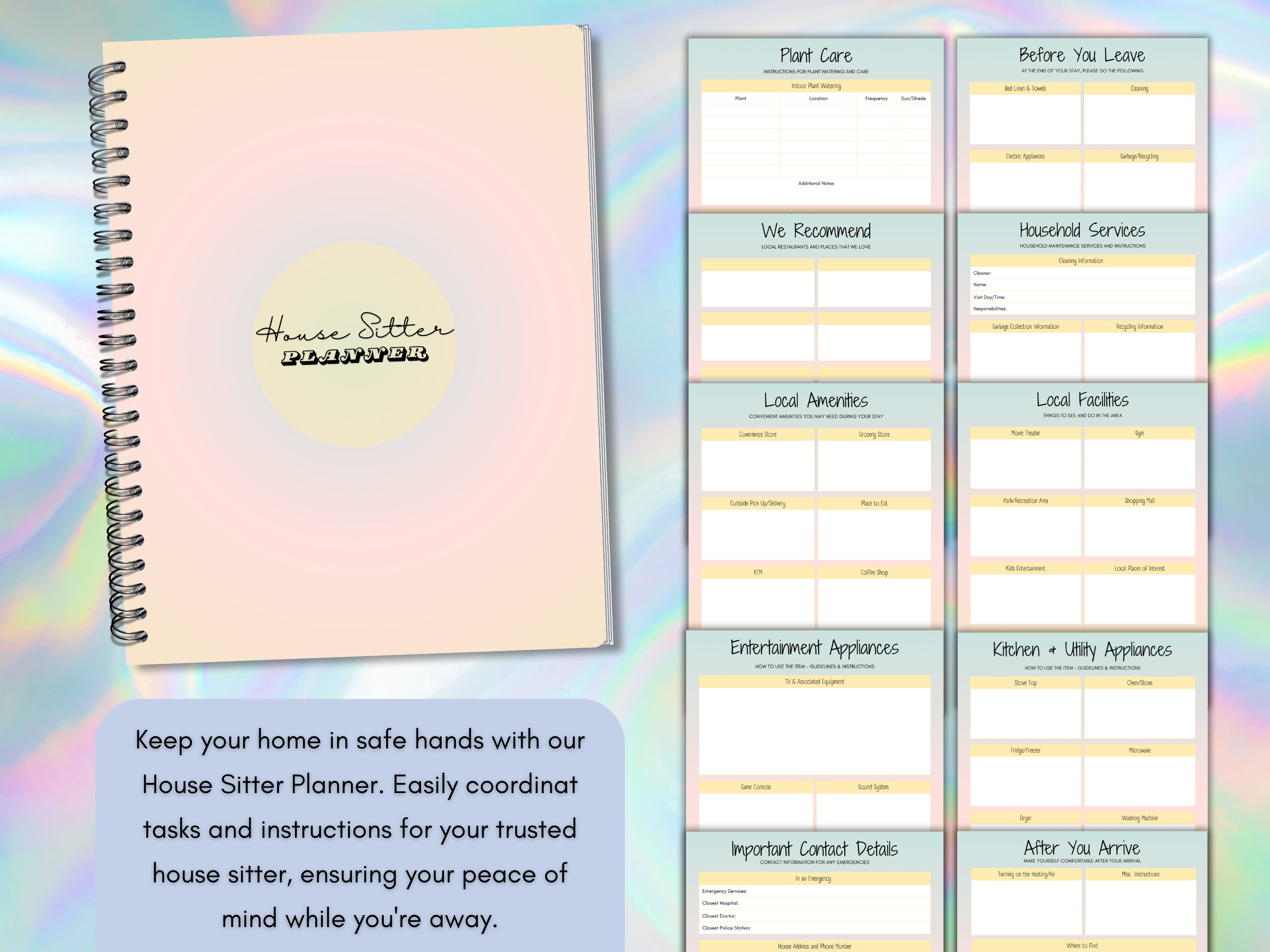 House Sitter Planner: Printable Instruction Binder (instant Download ...