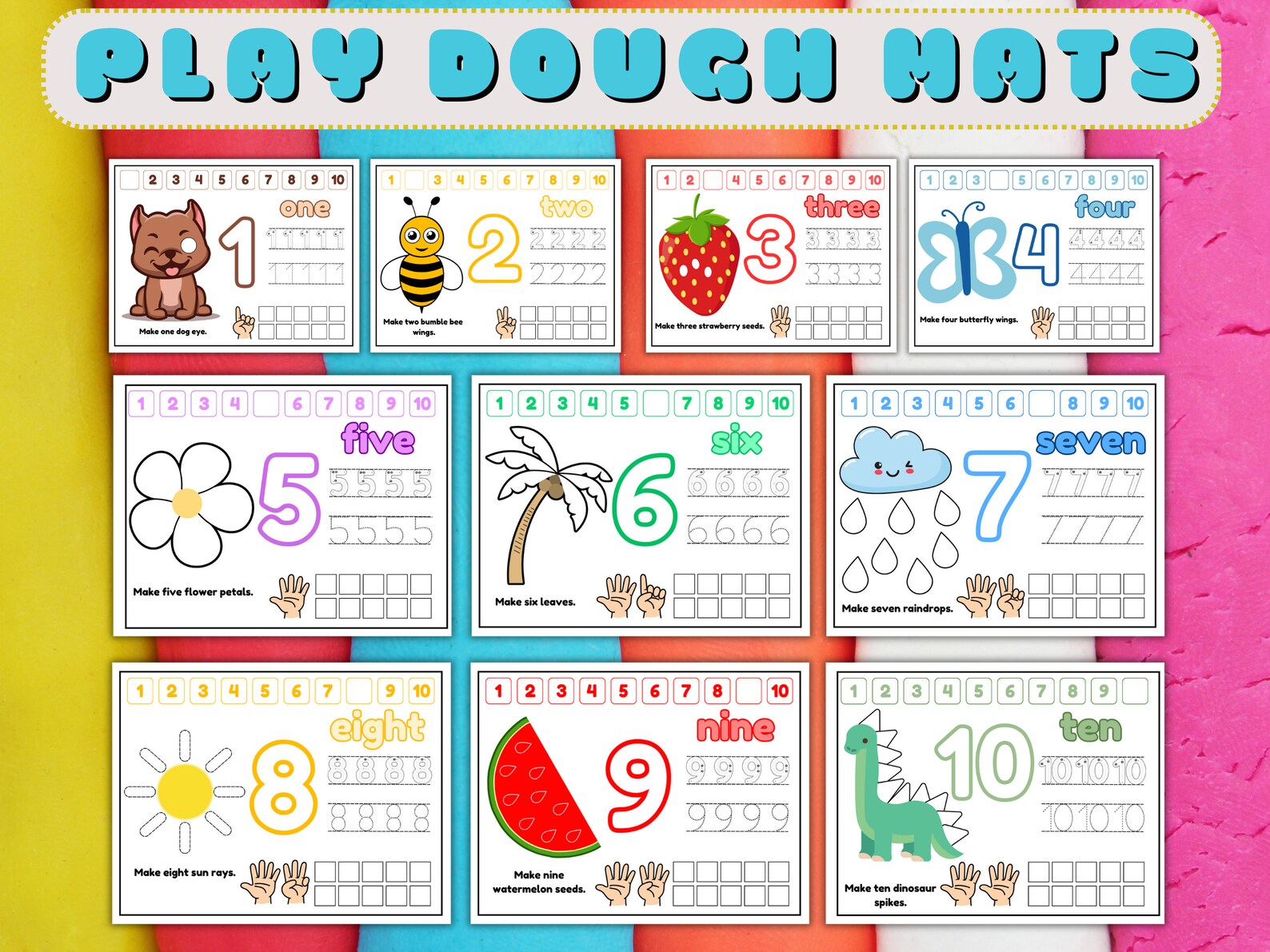 Play Dough Mat, Play Dough Activity, Printable Play Dough Mats, Fine ...
