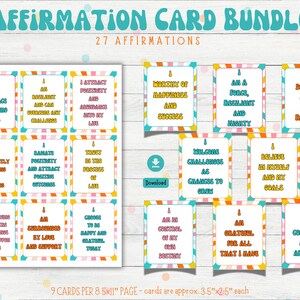 Affirmation Cards Printable Colorful Theme, Positive Quotes, Self ...