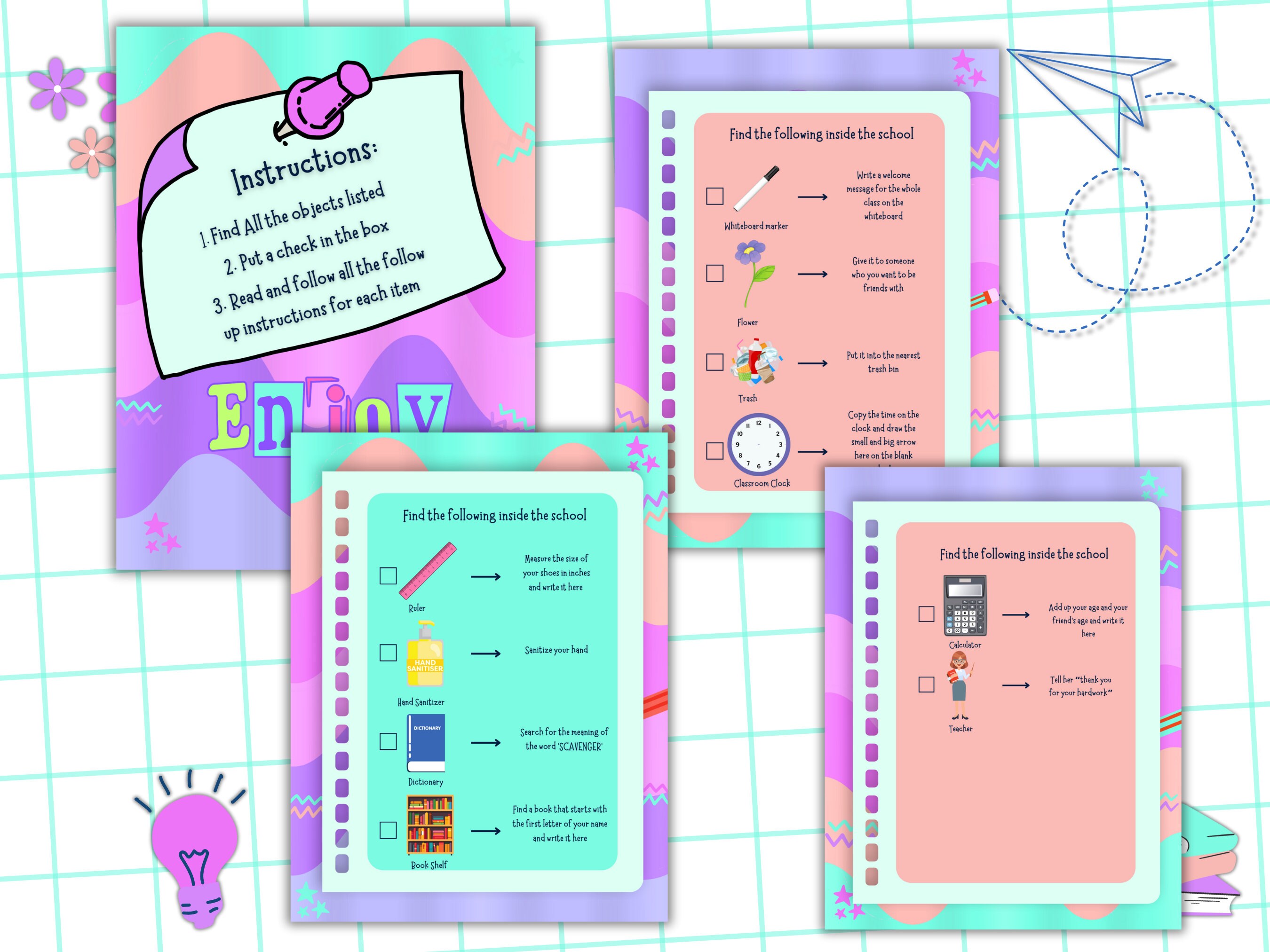 Back to School Scavenger Hunt: Classroom Card Game (printable PDF) - Etsy