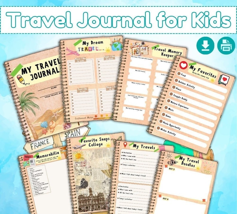 Kids Printable Summer Travel Journal - Etsy