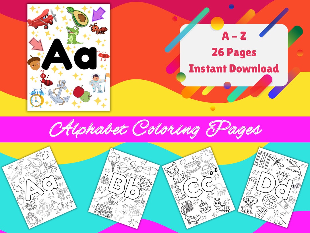 Alphabet Coloring Pages for Preschool Homeschool Kids. Instant Download ...