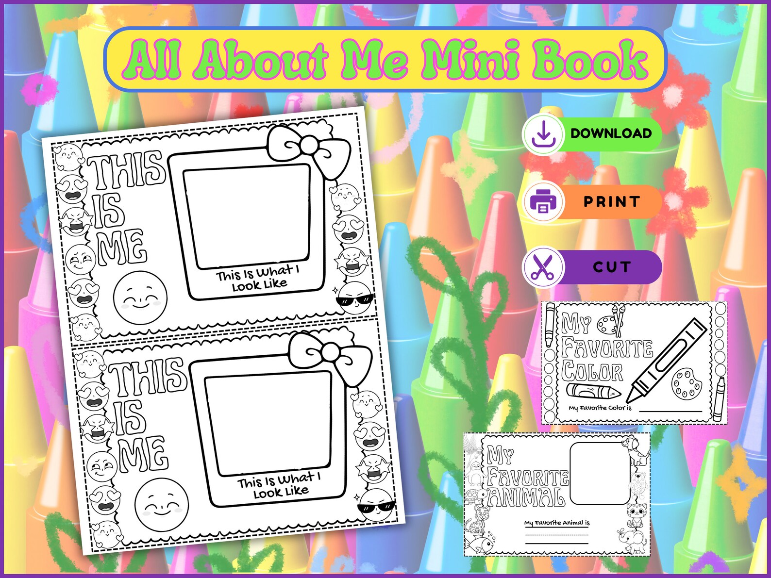 All About Me Mini Book, Kids All About Me Workbook Printable ...