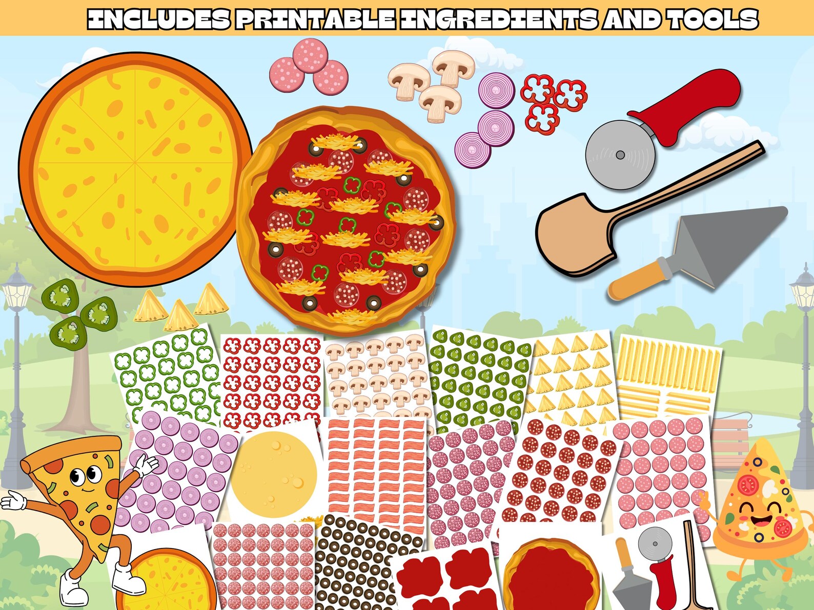 Pizza Shop Pretend Dramatic Play Printable, Kids Pizza Stand Pretend ...