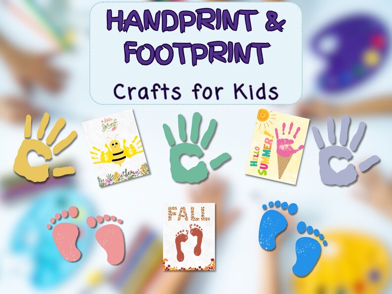 Kids Handprint and Footprint Craft Bundle, Art Activity Bundle, Summer ...