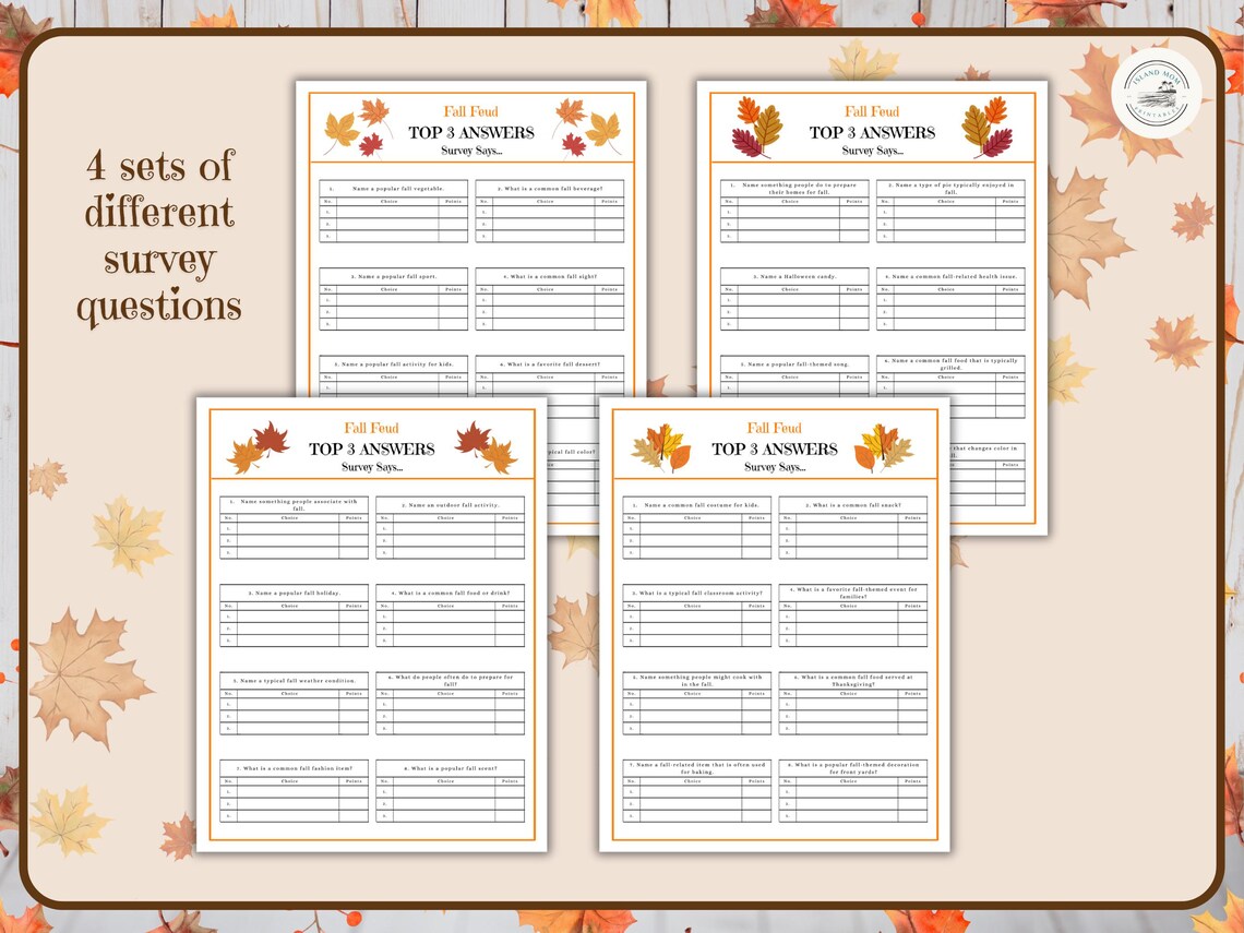 Fall Family Feud Game: Printable Party Game (PDF) - Etsy