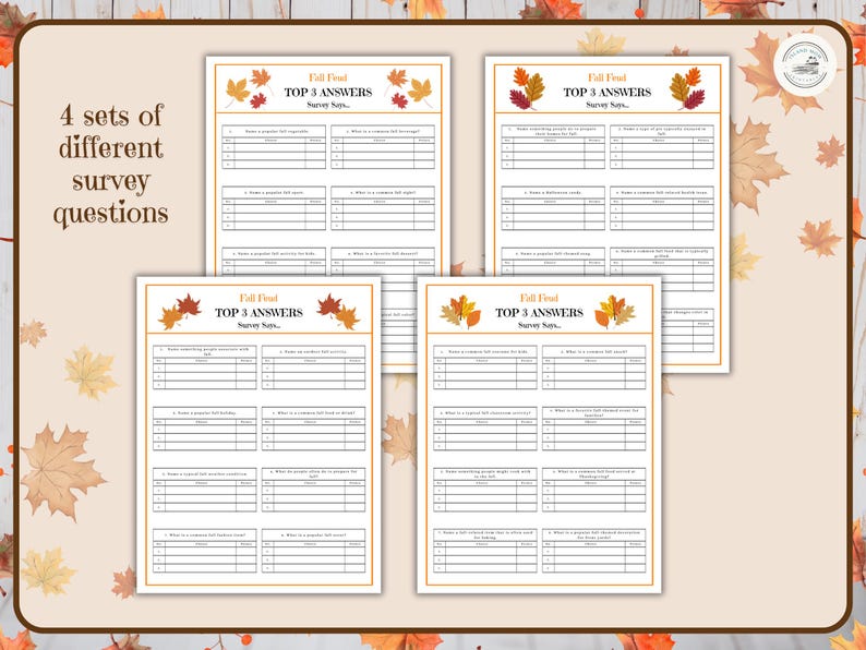 Fall Family Feud Game: Printable Party Game (PDF) - Etsy