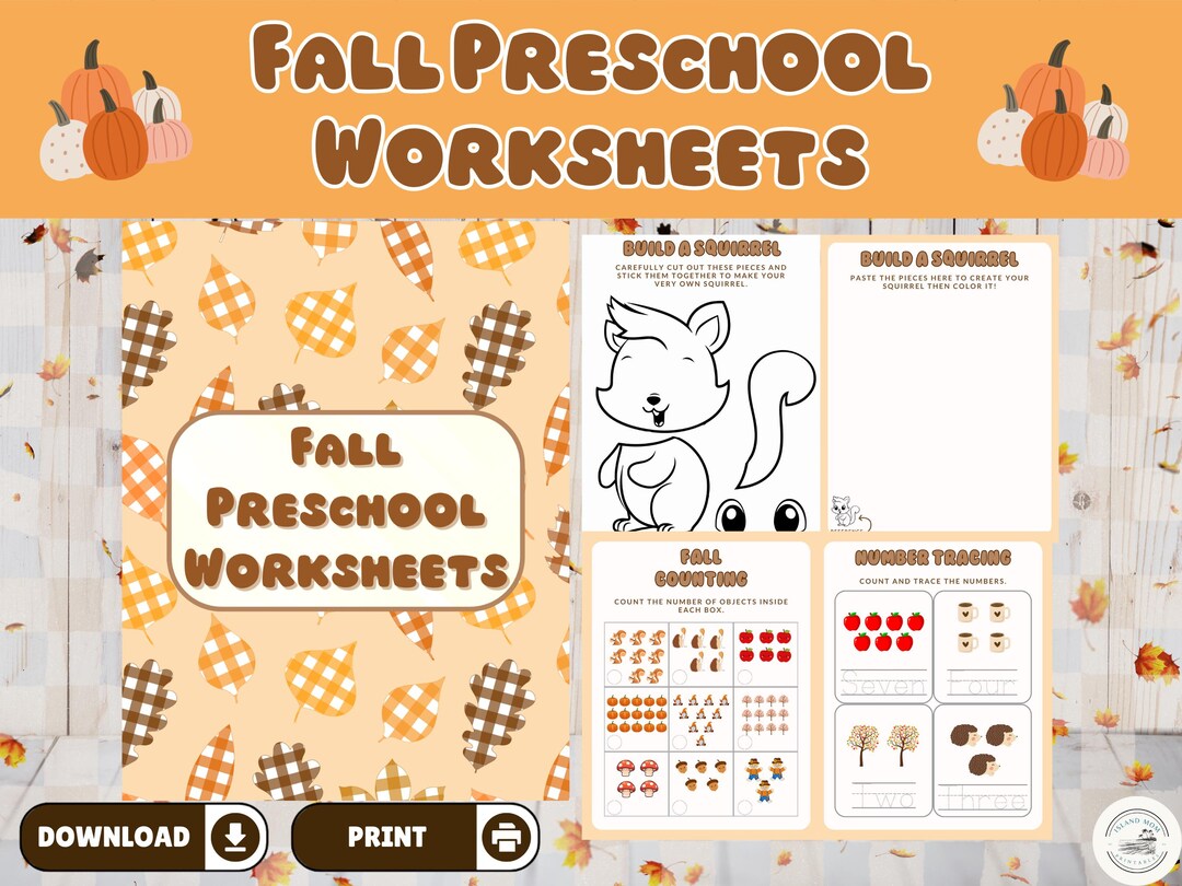 Fall Preschool Worksheets, Fall Activity Bundle for Kids, Autumn ...