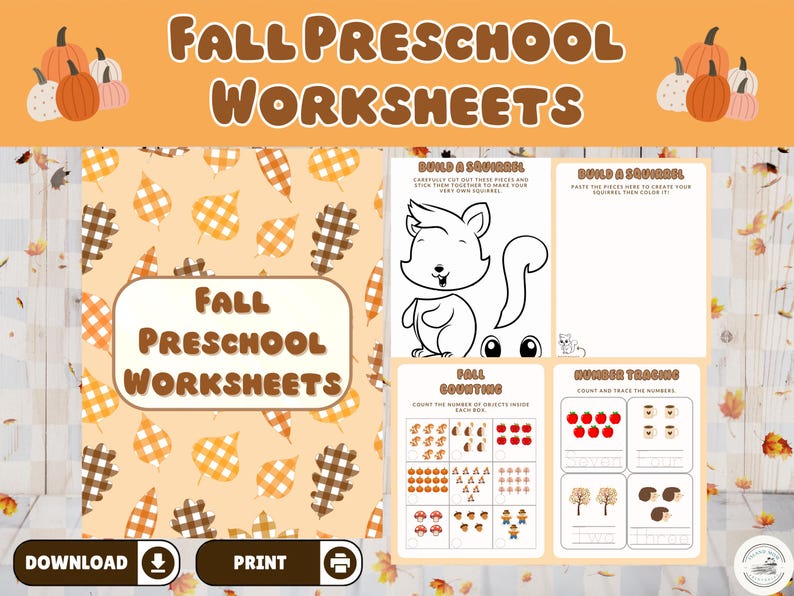 Fall Preschool Worksheets: Activity Bundle for Kids (PDF) - Etsy