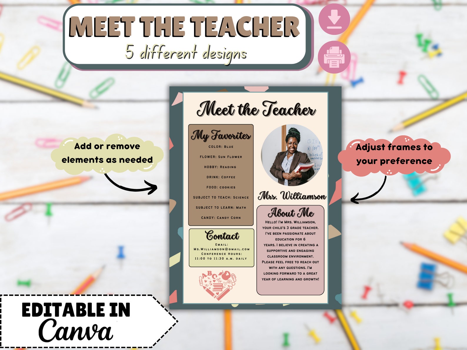 Meet the Teacher Template, Meet the Teacher Editable Template, Teacher ...