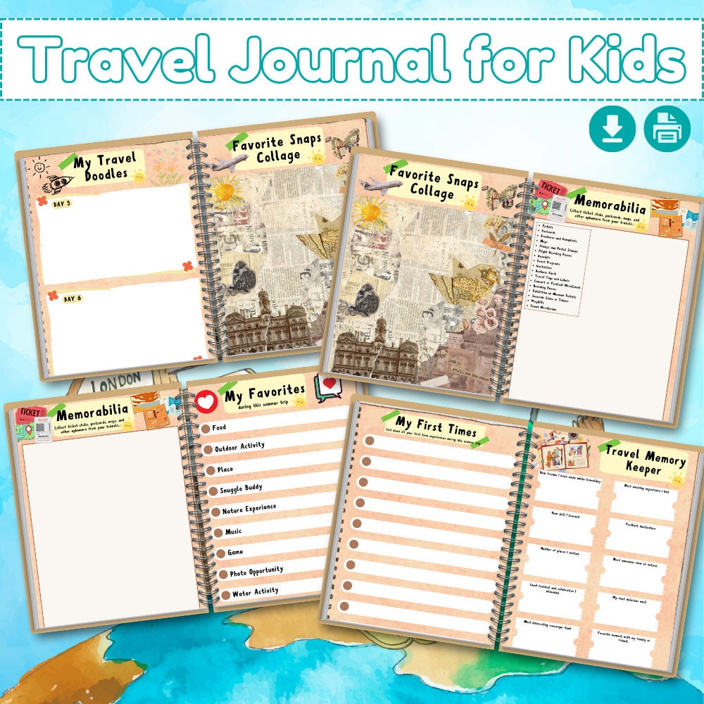 Kids Printable Summer Travel Journal - Etsy